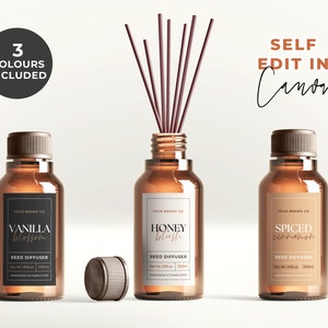 Reed Diffuser Label Template Canva, Editable Room Diffuser Bottle Label ...