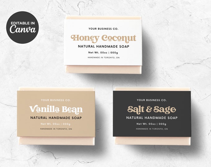 Editable Round Soap Label Template Canva, Modern Soap Label Design ...
