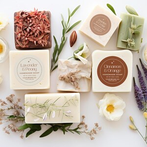 Editable Round Soap Label Template Canva, Boho Soap Bar Label Design ...