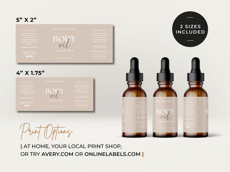 Editable Dropper Bottle Label Template Essential Oil Custom - Etsy