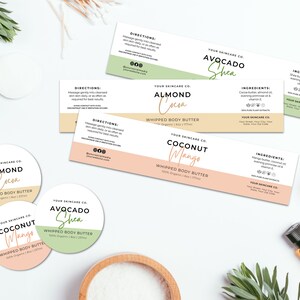 Body Product Label Template Canva, Body Butter Jar Label Editable ...