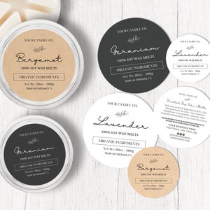 Round Wax Melt Label Template Canva, Editable Custom Rustic Wax Melt ...
