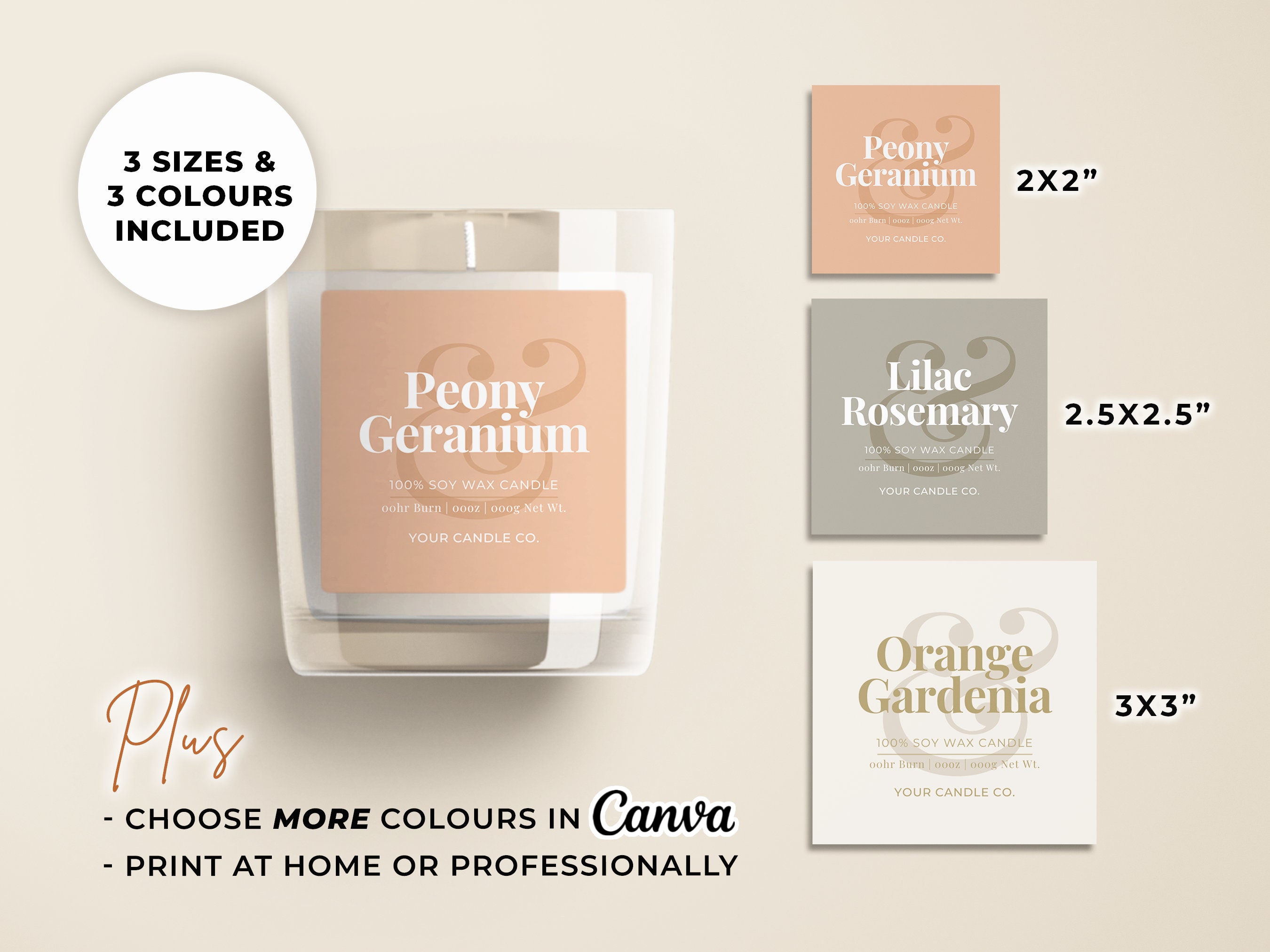 Printable Candle Label Template Canva, Modern Elegant Candle Label ...