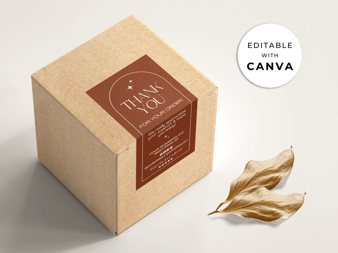 Editable Box Label Template Canva, Boho Candle Box Label Design for ...