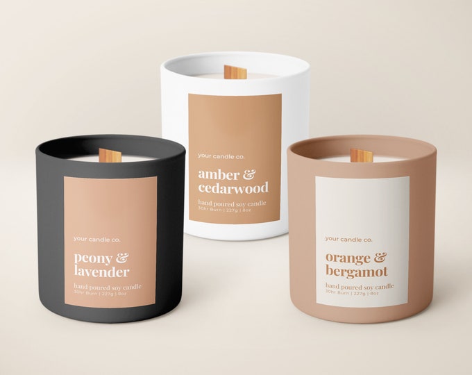 Printable Candle Label Template Canva, Modern Editable Candle Label ...