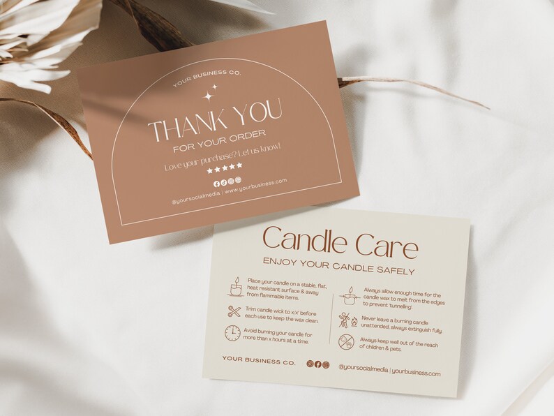 Candle Label Templates + Matching Candle Care Card Template Canva ...