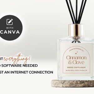 Reed Diffuser Bottle Label Template Canva, Editable Boho Room Diffuser ...
