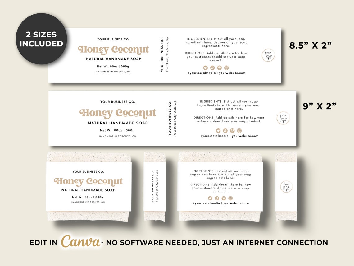 Editable Soap Label Template Canva Soap Band Template Soap - Etsy UK