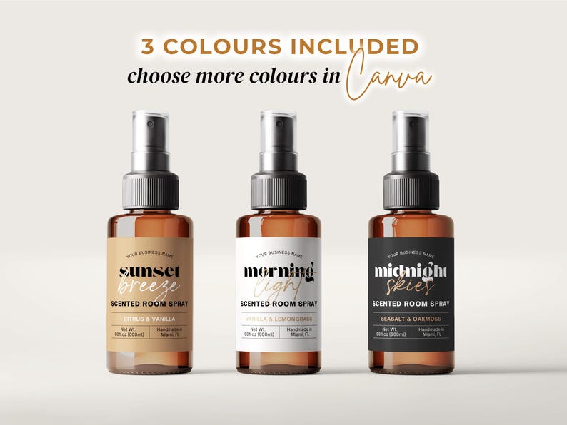 Editable Room Spray Label Template Canva, Modern Linen Spray Bottle ...