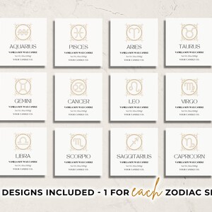 Printable Zodiac Candle Labels Template Canva, Horoscope Candle Label ...