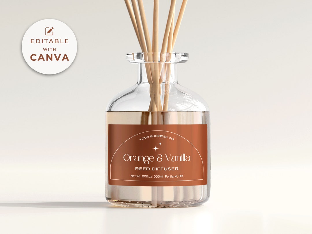 Reed Diffuser Bottle Label Template Canva, Editable Boho Room Diffuser ...