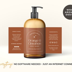 Editable Body Product Label Template Canva, Skincare Bottle Label ...