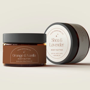 Editable Body Product Skincare Label Template, Boho Body Butter Jar ...