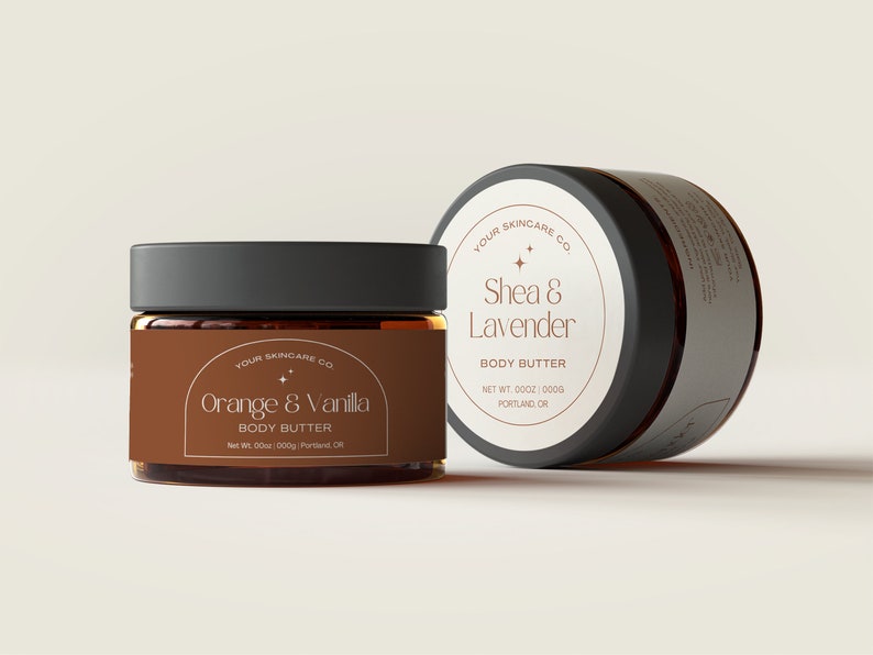 Editable Body Product Skincare Label Template, Boho Body Butter Jar ...