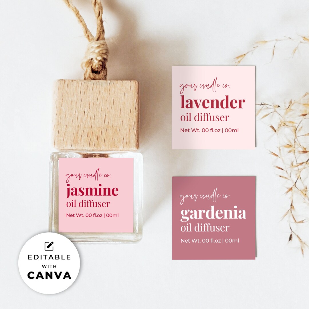 Car Diffuser Label Template Canva, Editable Hanging Diffuser Label ...