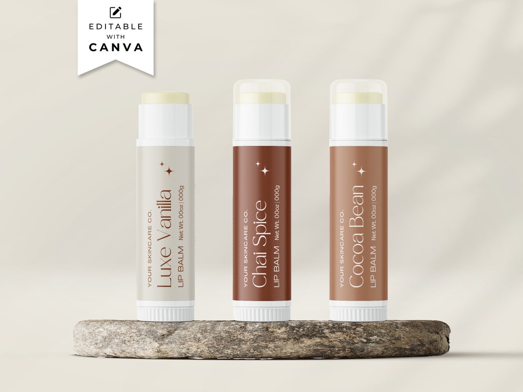 Lip Balm Label Template Canva, Editable Boho Lip Balm Tube Label Design ...