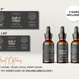 Dropper Bottle Label Template Canva, Editable Body Oil Custom Product ...