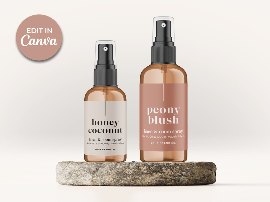 Editable Room Spray Label Template Canva, Linen Spray Bottle Label ...