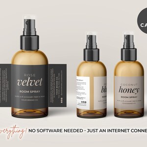 Editable Room Spray Label Template Canva, Linen Spray Bottle Label ...