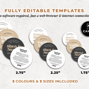 Round Soap Label Template, Editable in Canva, Printable Modern Retro ...