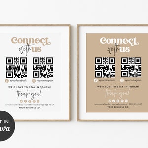 Printable Social Media Connect With Us Template Canva, Follow Us QR ...
