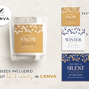Candle Labels Template Canva, Printable Winter Candle Label Design ...