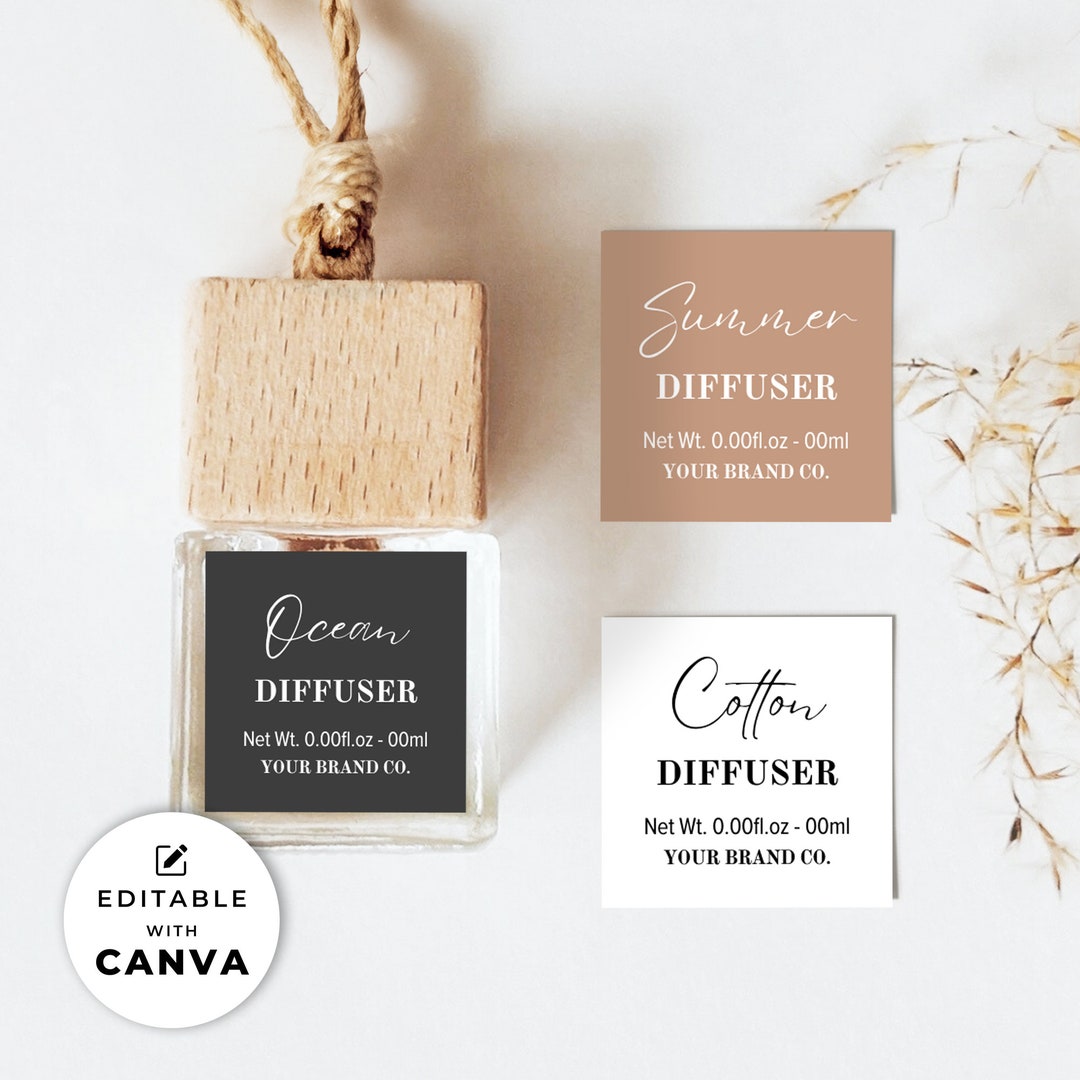 Car Diffuser Label Template Canva, Editable Hanging Air Freshener Label ...