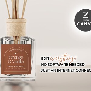 Reed Diffuser Bottle Label Template Canva, Editable Boho Room Diffuser ...