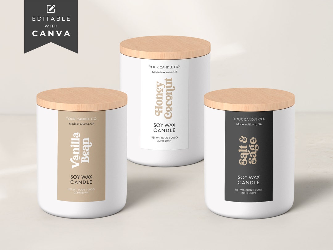 Vertical Candle Label Template Canva, Printable Slim Candle Label ...