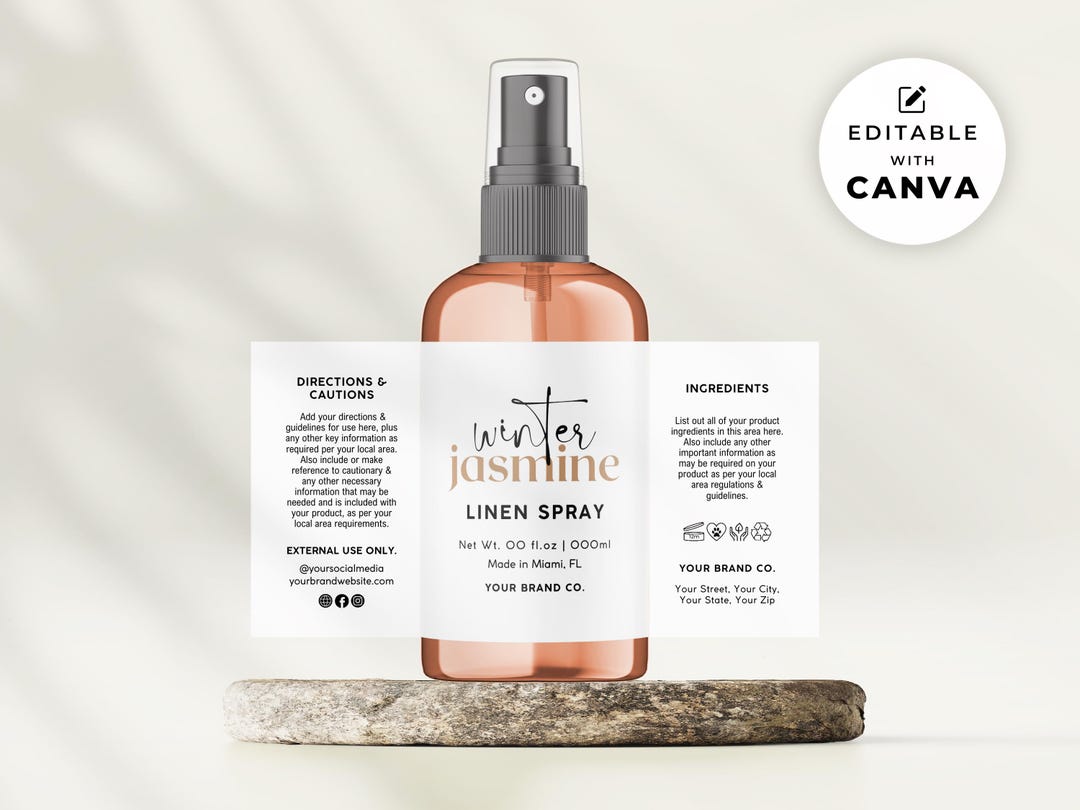 Editable Room Spray Label Template Canva, Linen Spray Bottle Label ...