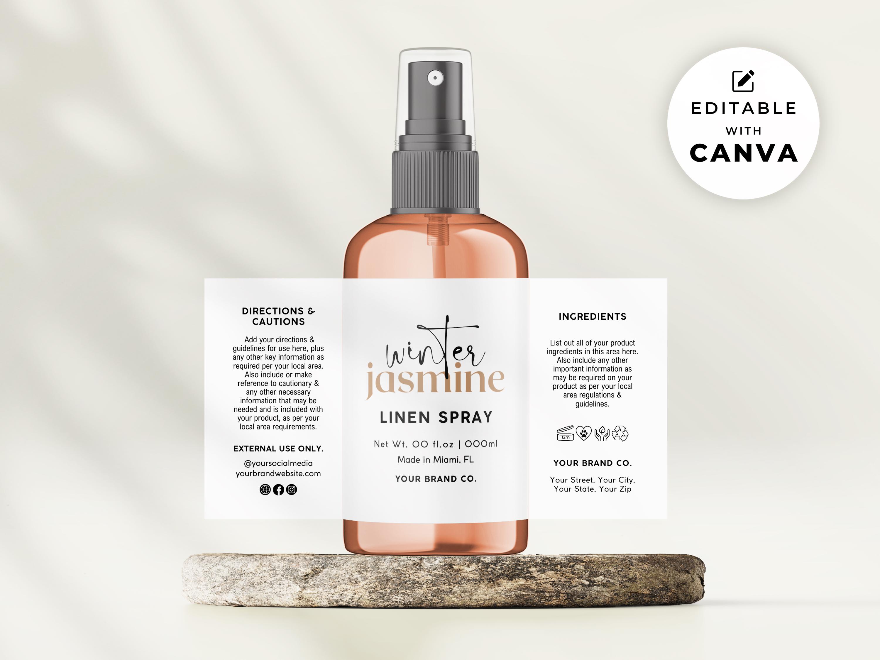 Editable Room Spray Label Template Canva, Linen Spray Bottle Label ...