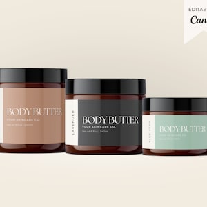 Editable Body Butter Label Template Canva, Body Product Skincare ...