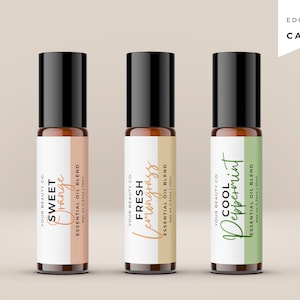 Printable Essential Oil Rollerball Label Template, Editable Roller ...