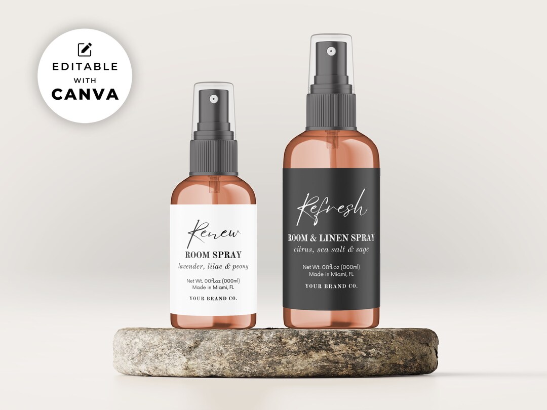Editable Room Spray Label Template Canva, Linen Spray Bottle Label ...