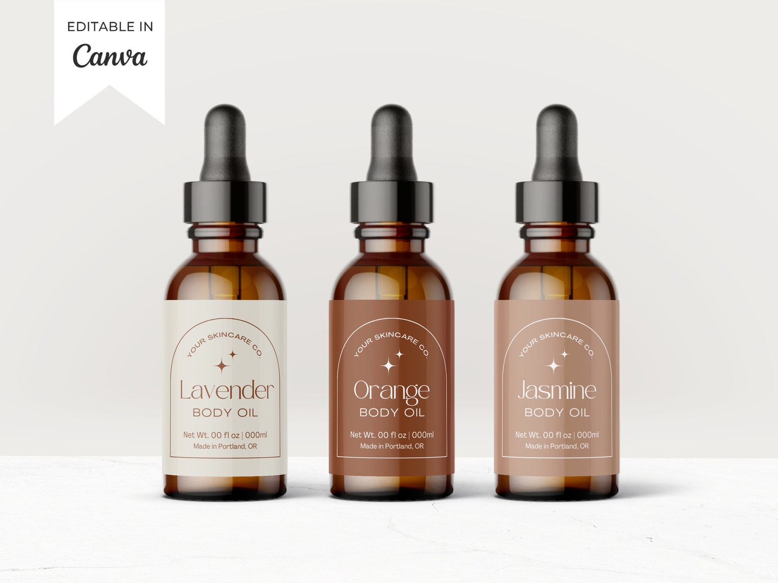 Editable Dropper Bottle Label Template Canva, Boho Body Oil Label ...