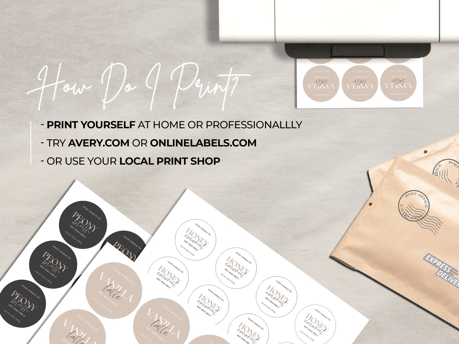 Round Wax Melt Label Template Editable Canva, Custom Wax Melt Label ...