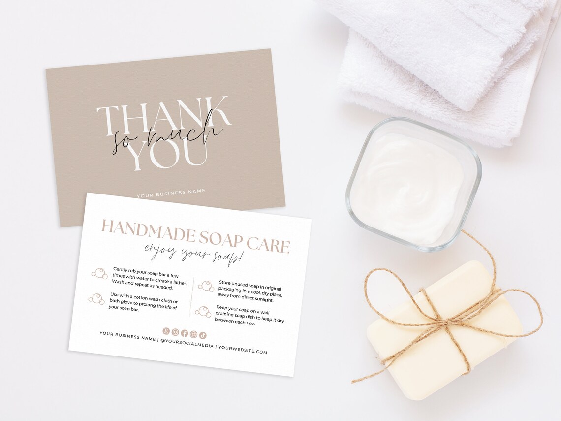 Printable Soap Care Card Template Canva, Editable Soap Bar Care ...