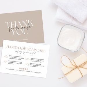 Printable Soap Care Card Template Canva, Editable Soap Bar Care ...