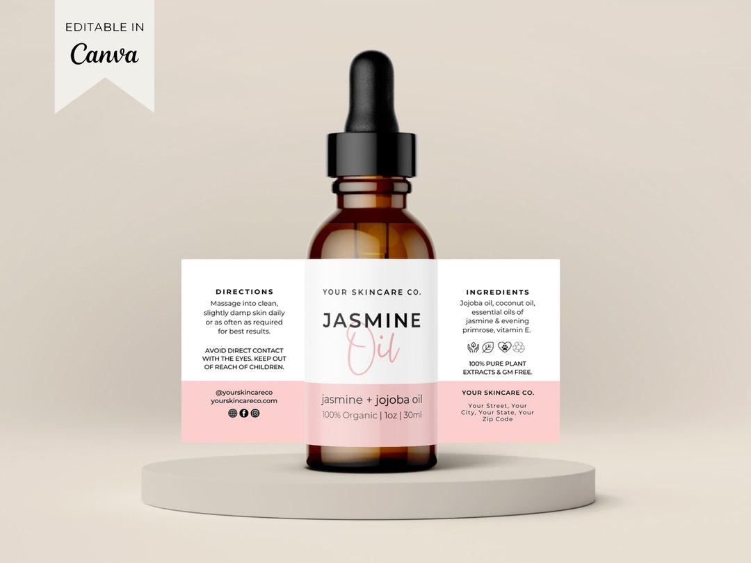 Editable Dropper Bottle Label Template, Essential Oil Custom Product ...