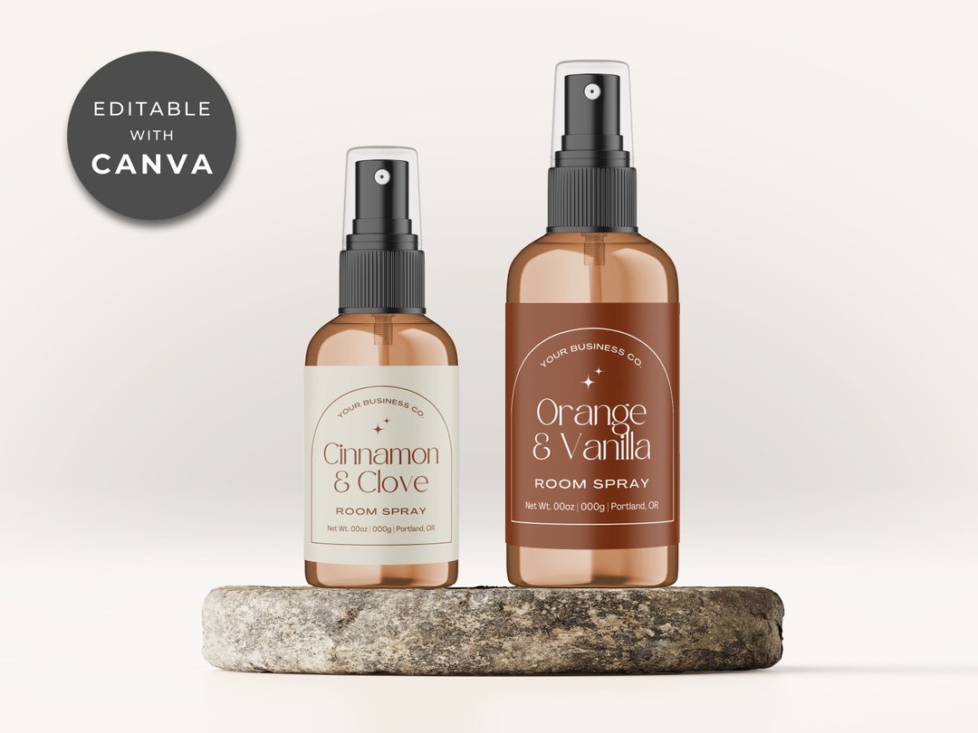 Editable Room Spray Label Template Canva, Boho Linen Spray Bottle Label ...