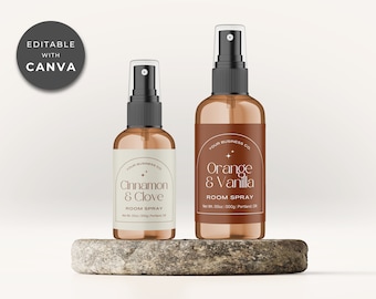 Editable Room Spray Label Template Canva, Linen Spray Bottle Label ...