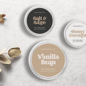 Round Wax Melt Label Template Canva, Editable Custom Wax Melt Label ...