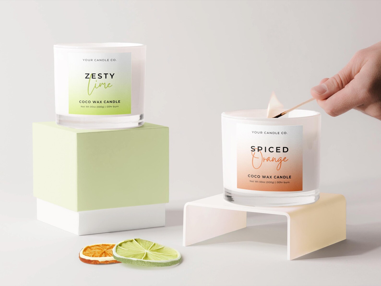 Editable Candle Label Template: Bright Modern Design With Script Text ...