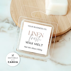 Editable Wax Melt Label Template, Modern Branding Design Canva, (1