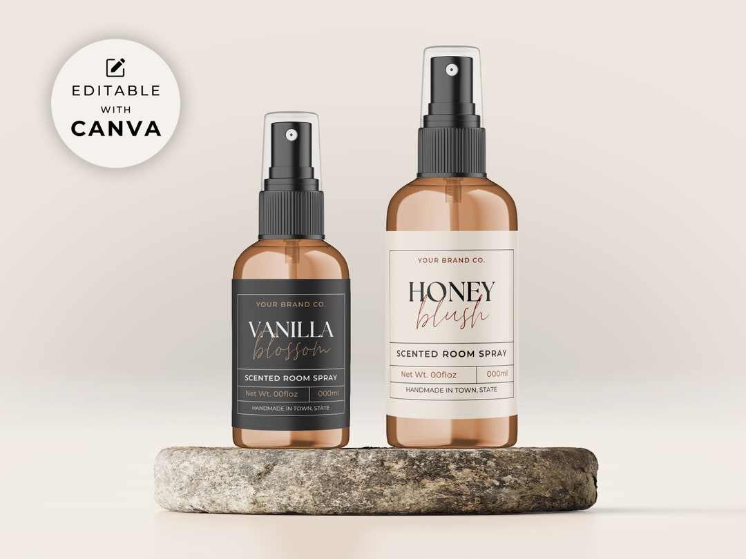 Editable Room Spray Label Template Canva, Linen Spray Bottle Label ...