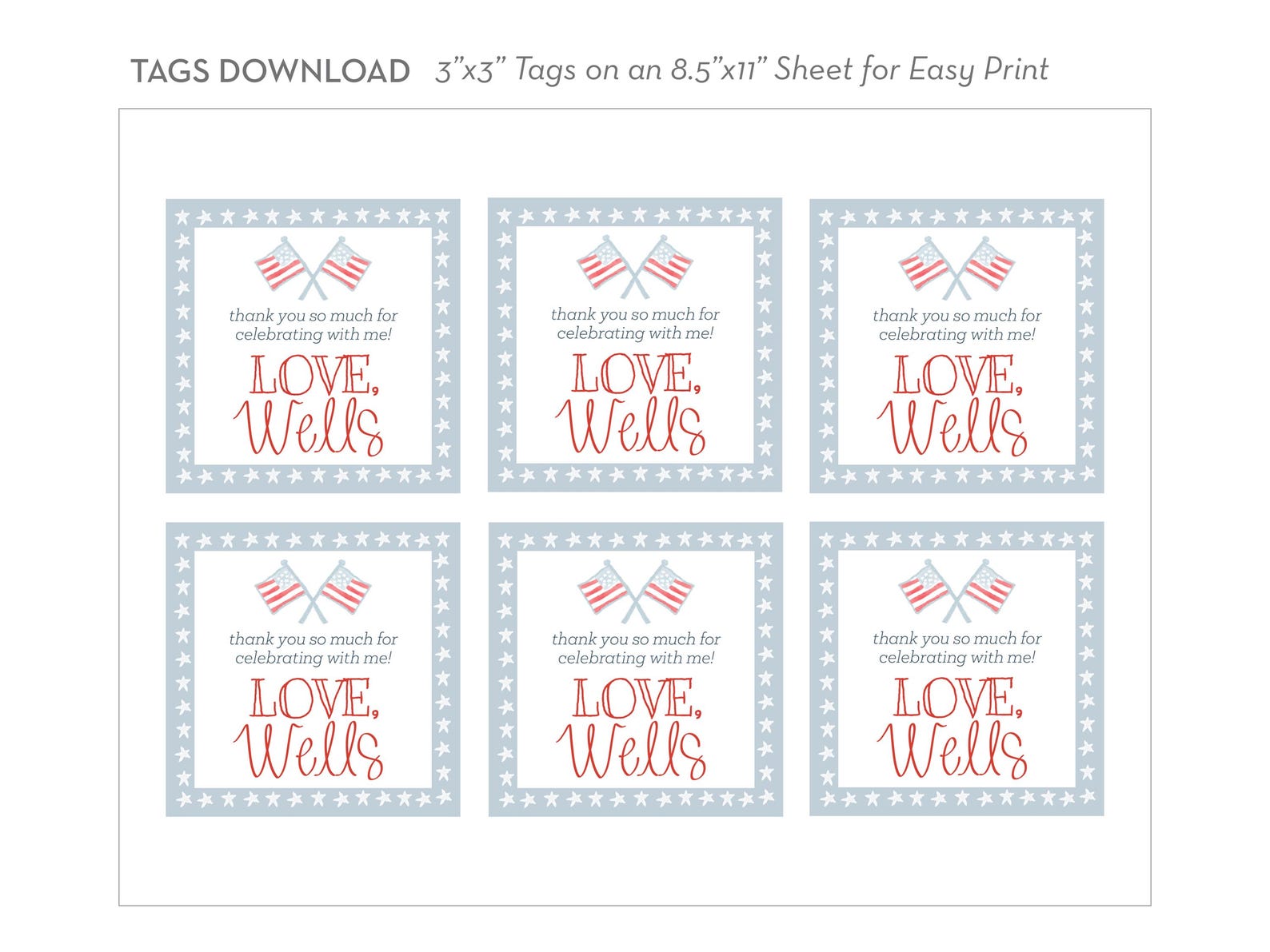 ALL-AMERICAN | All-american Boy or Girl | Party Favor Gift Tags ...