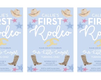 Rodeo Theme Party Birthday Invitation My First Rodeo First Rodeo Invite ...