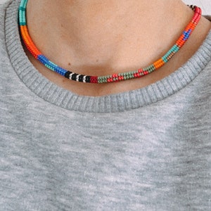 Colorful Beaded Necklace,boho Glamour Seed Bead Necklace, Multi Color ...