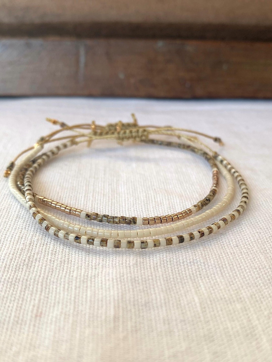 Minimalist Delicate Tiny Beaded Bracelets, Adjustable Seed Bead ...