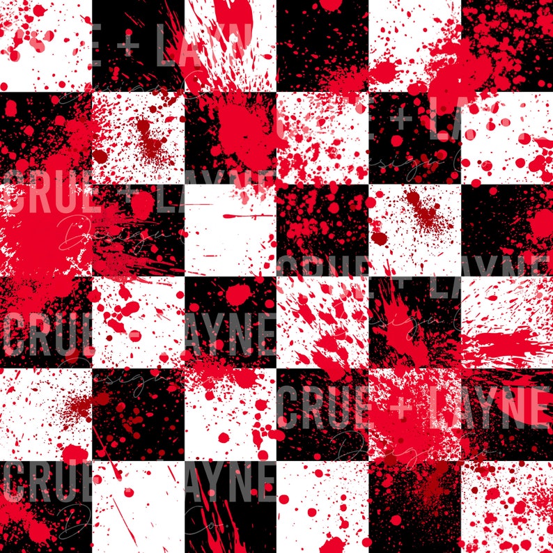 Bloody Checkered Halloween Seamless File PNG - Etsy